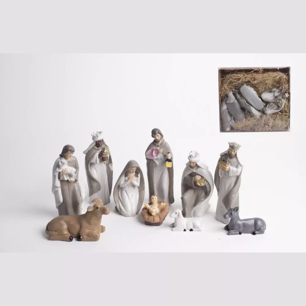 Betlehemi figura szett 11 db-os natúr, barna 11 cm | Deconli